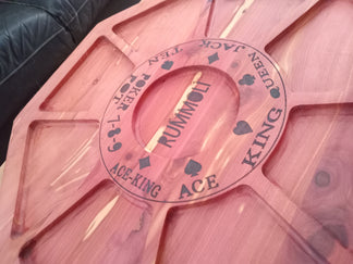 Handcrafted Wood Rummoli game boards. Lazy Susan option. – Verns-Urns